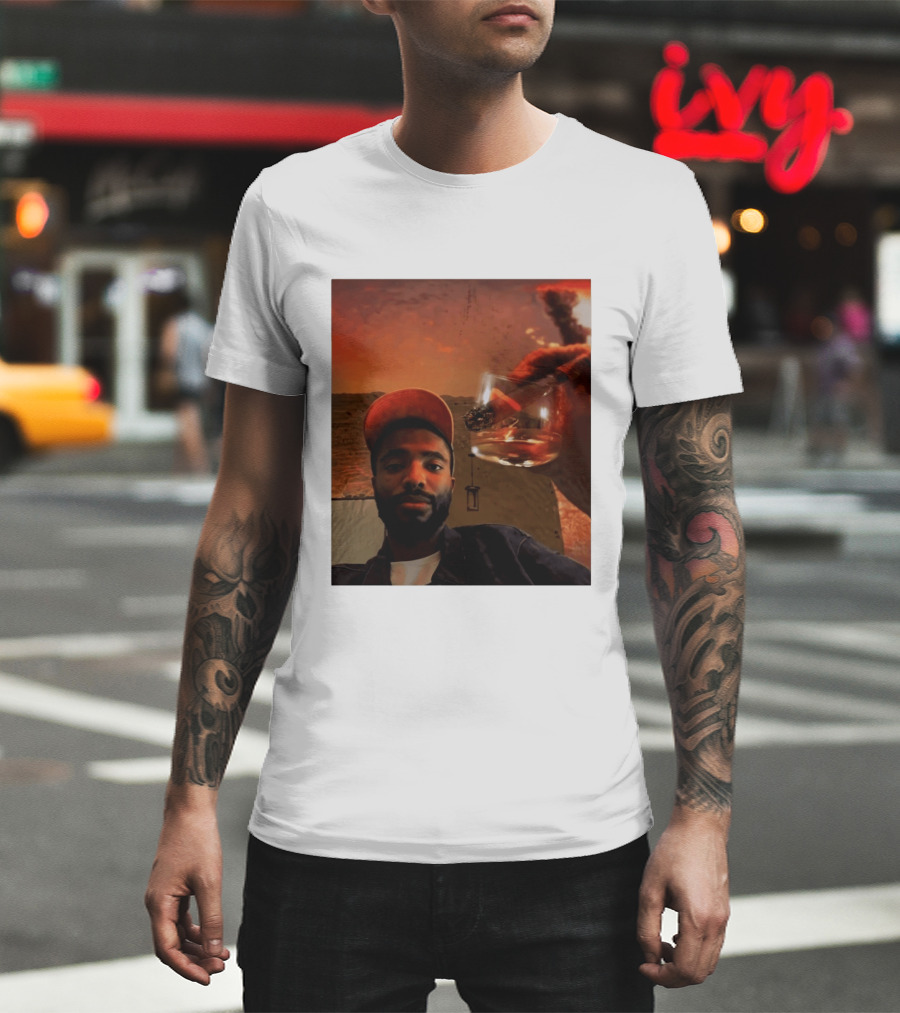 Mikal Bridges Phoenix Suns Cigar Whiskey Glass Sunset Vibes T-Shirt