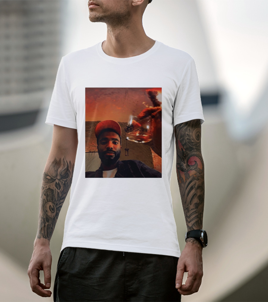 Mikal Bridges Phoenix Suns Cigar Whiskey Glass Sunset Vibes T-Shirt