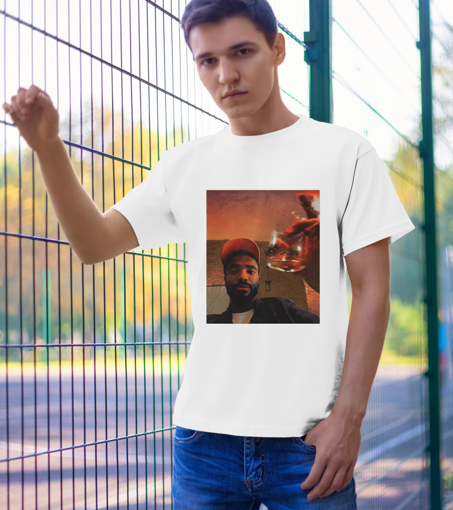 Mikal Bridges Phoenix Suns Cigar Whiskey Glass Sunset Vibes T-Shirt