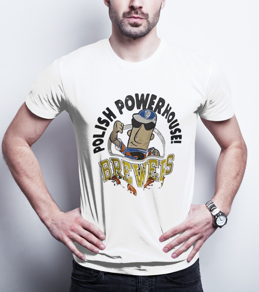 Milwaukee Brewers Polish Powerhouse Sausage Flexing T-Shirt