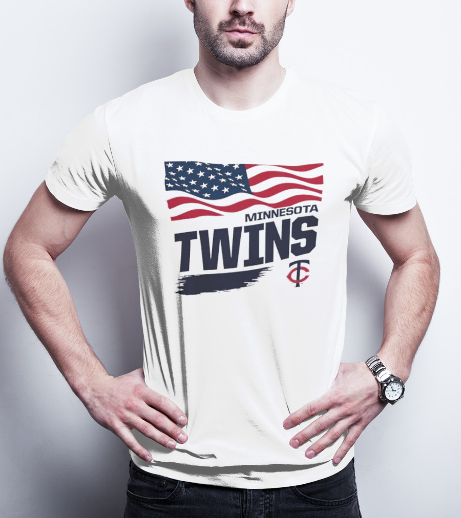 Minnesota Twins Waving American Flag MLB Team T-Shirt