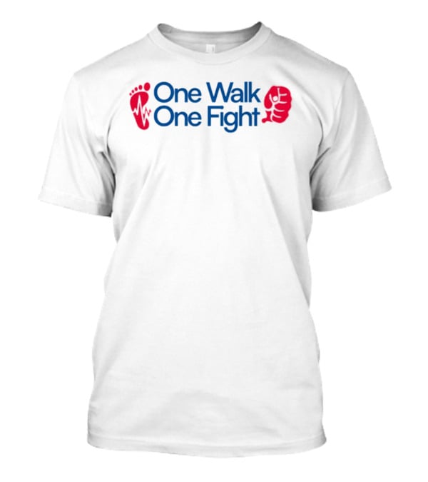 One Walk One Fight Awareness Healthcare Red Footprints Blue T-Shirt