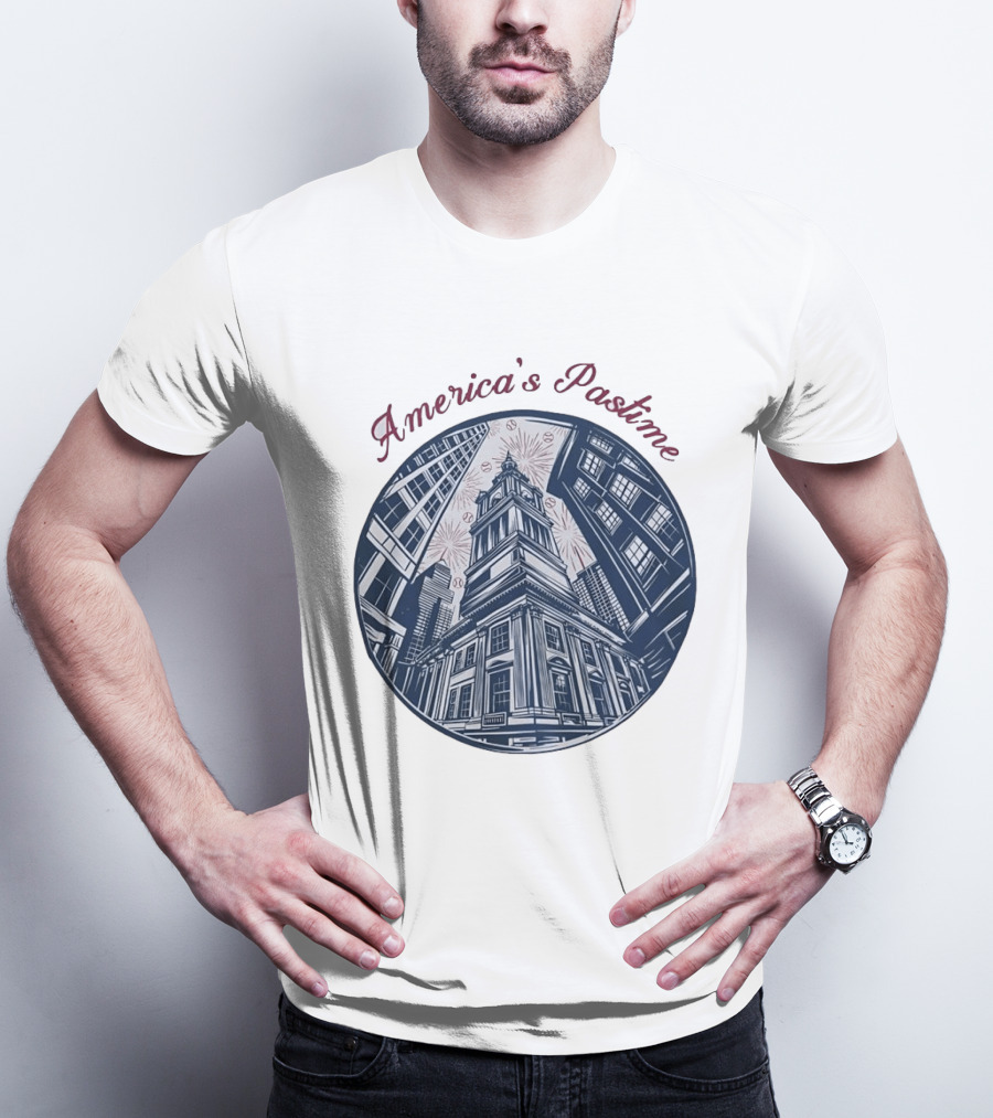 Philadelphia Independence Hall America's Pastime Baseball T-Shirt