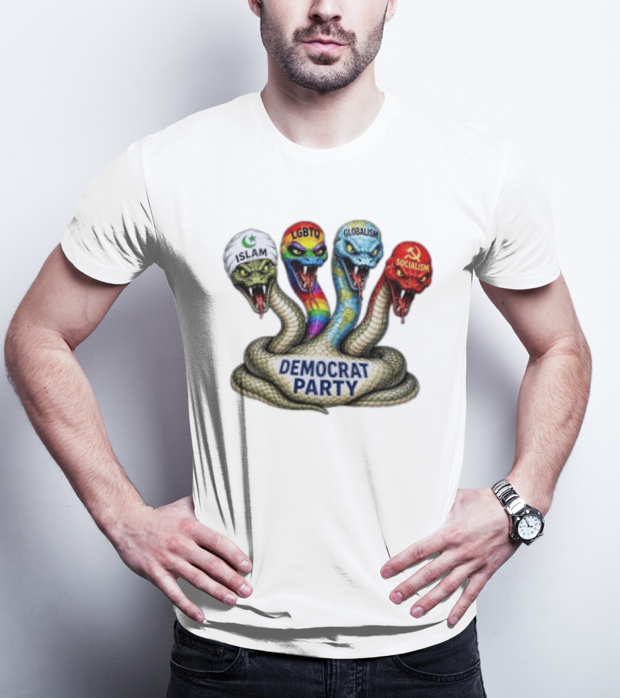 Islam LGBTQ Globalism Socialism Cobra Democrat Party T-Shirt