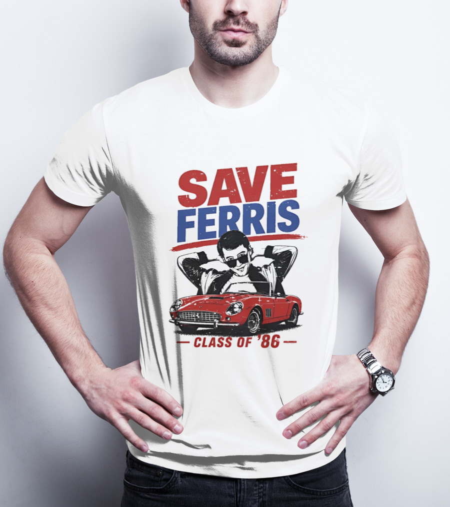 Save Ferris Class Of '86 Red Car Iconic Look T-Shirt