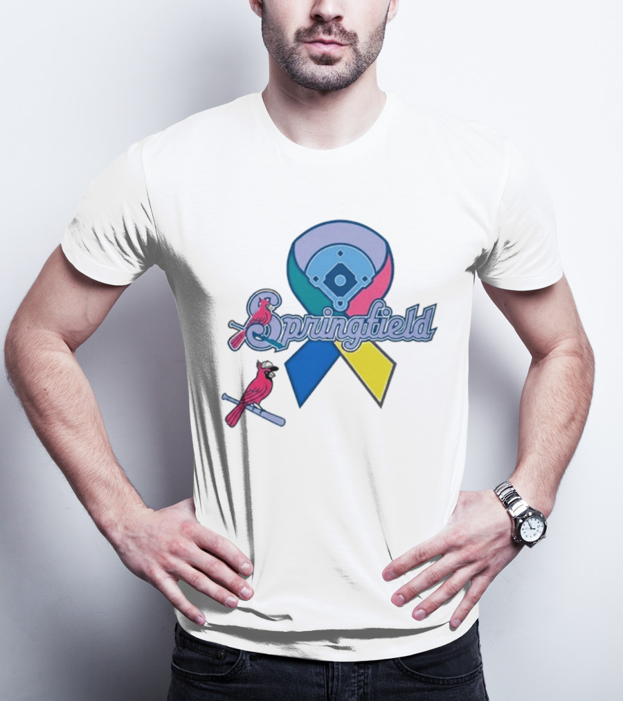Springfield Cardinals Awareness Ribbon Baseball Team Unity T-Shirt