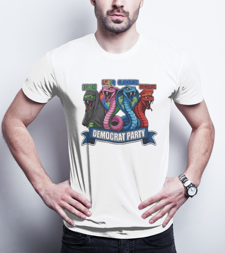 Islam LGBTQ Globalism Socialism Democrat Party Cobra Banner T-Shirt