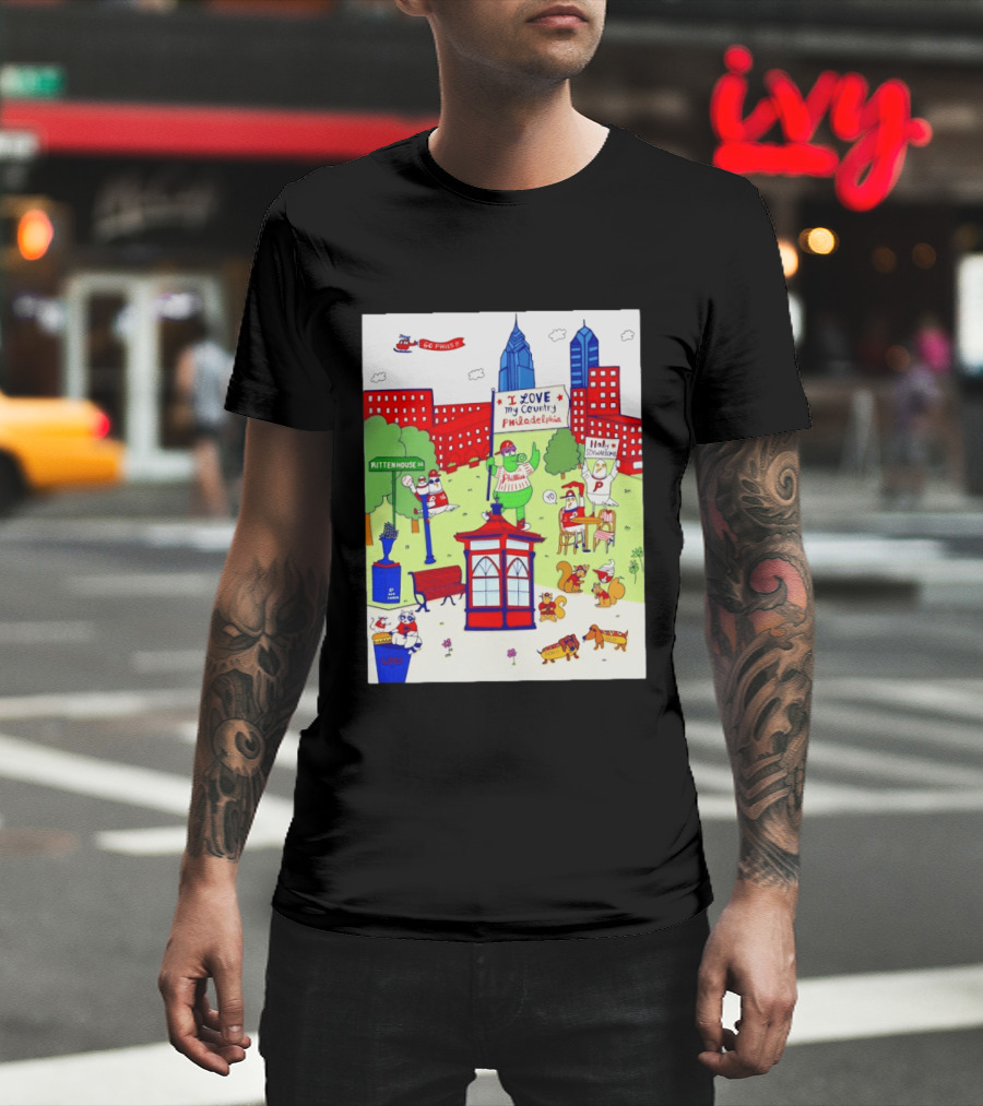 Philadelphia Phillies I Love My Country Rittenhouse Square Phillies Go Phils T-Shirt