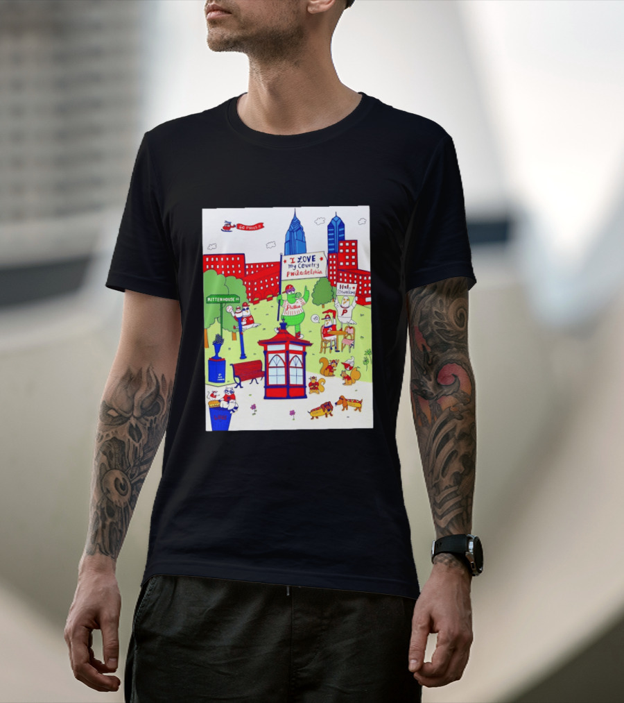 Philadelphia Phillies I Love My Country Rittenhouse Square Phillies Go Phils T-Shirt