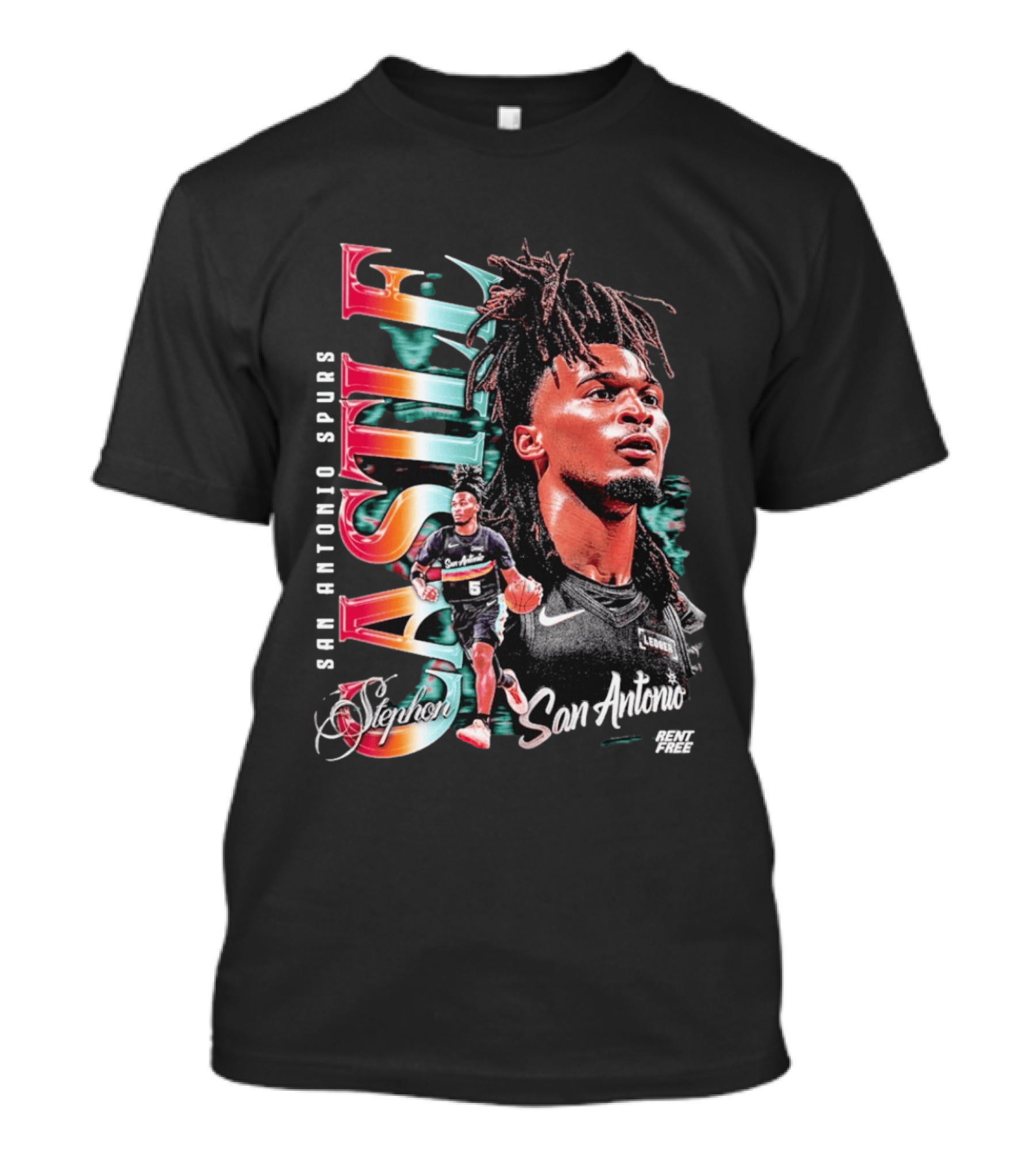 Stephon Castle San Antonio Spurs Player Collage Rent Free T-Shirt