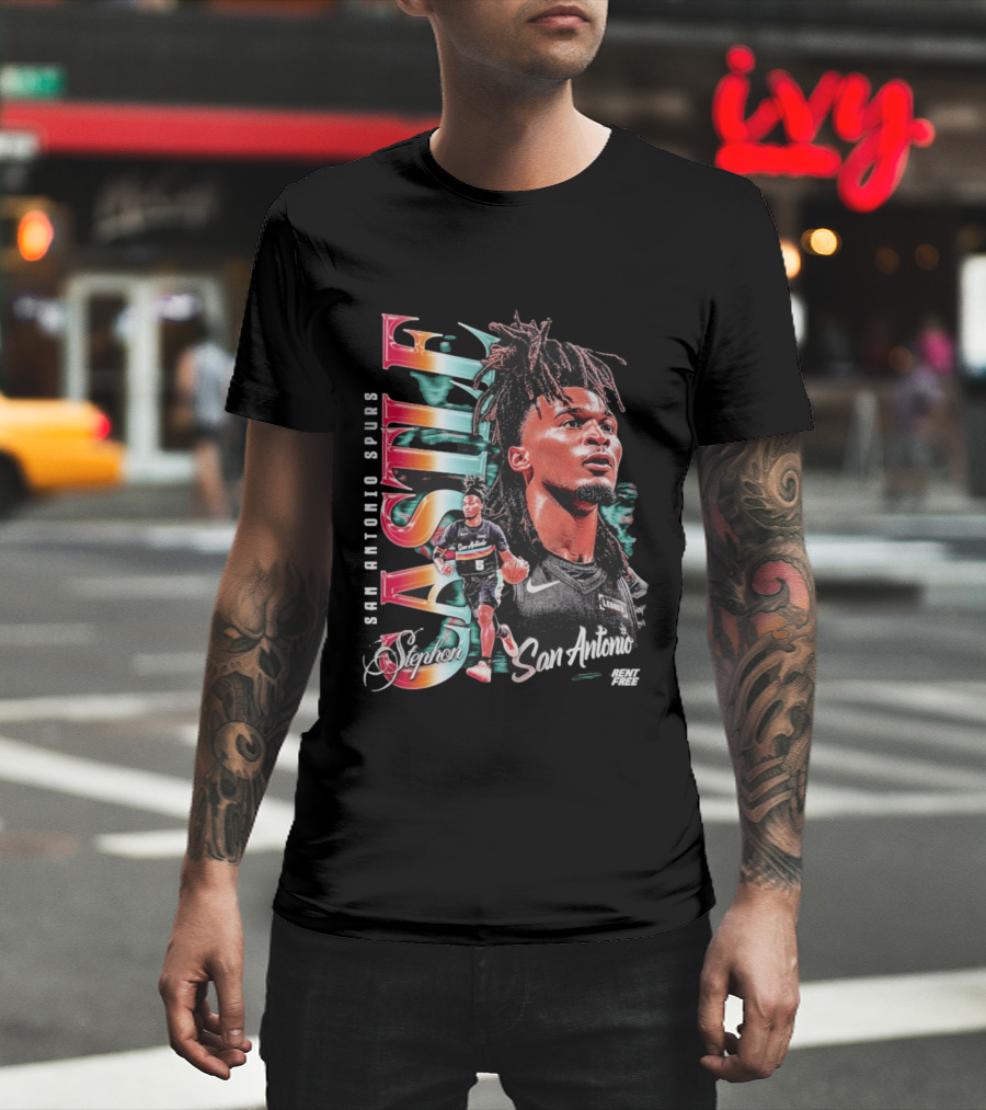 Stephon Castle San Antonio Spurs Player Collage Rent Free T-Shirt