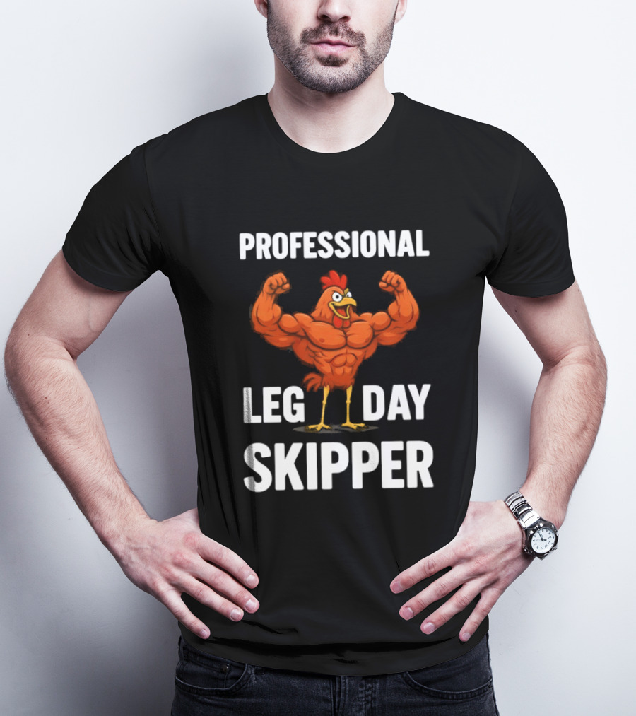 Professional Leg Day Skipper Buff Chicken Gym Humor T-Shirt