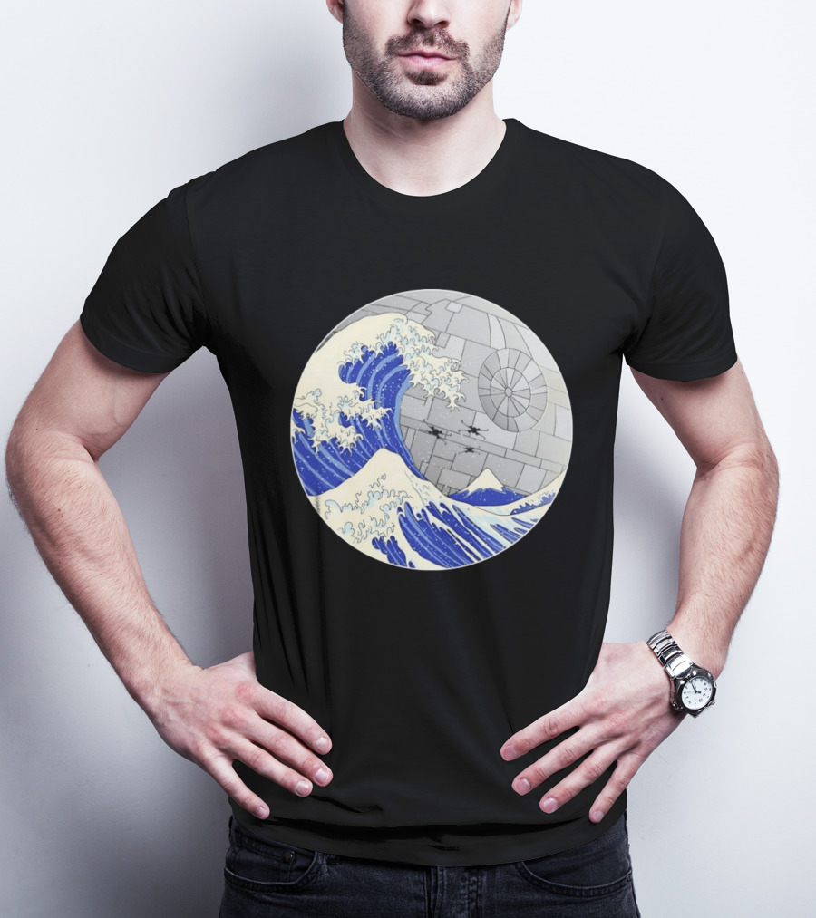 The Great Wave Off Kanagawa Meets Death Star Star Wars T-Shirt