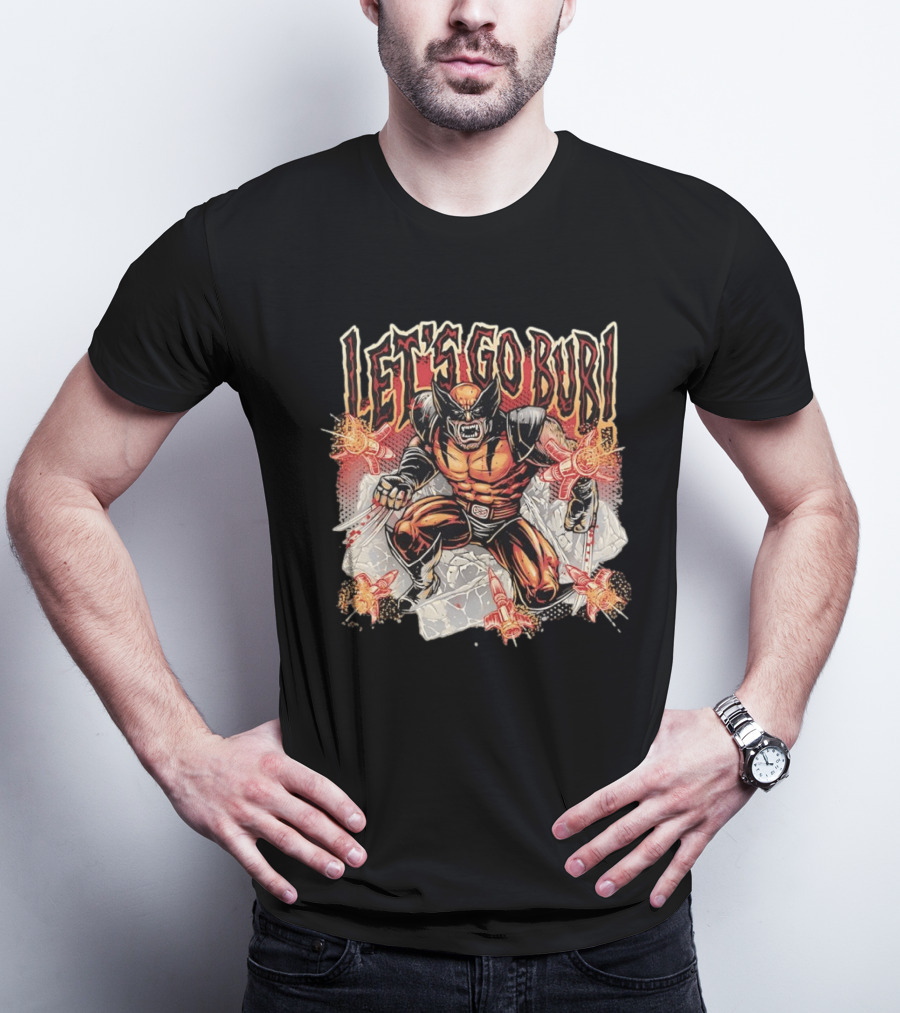 Wolverine Let's Go Bub Retro Comic Style Fierce Action Scene T-Shirt