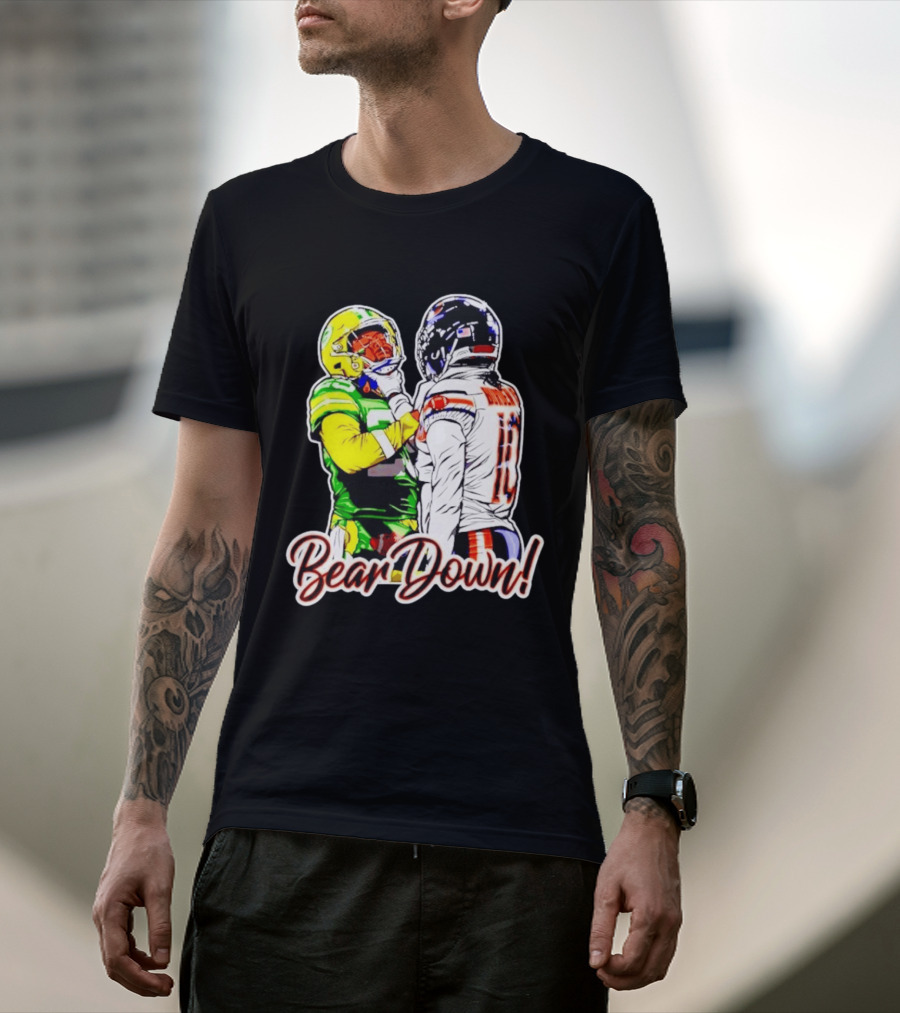 Aaron Rodgers Green Bay Packers Versus Luther Burden III Chicago Bears Bear Down Rivalry T-Shirt