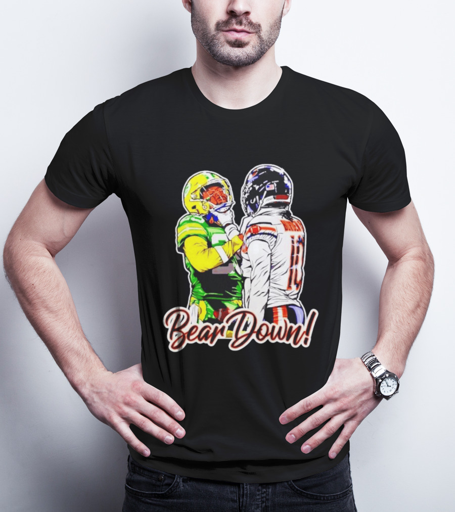 Aaron Rodgers Green Bay Packers Versus Luther Burden III Chicago Bears Bear Down Rivalry T-Shirt