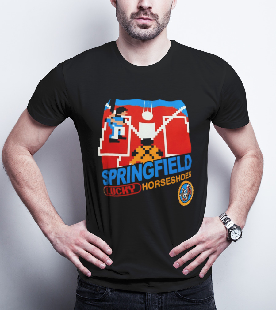 Springfield Lucky Horseshoes The Simpsons Video Game Styled Crest T-Shirt