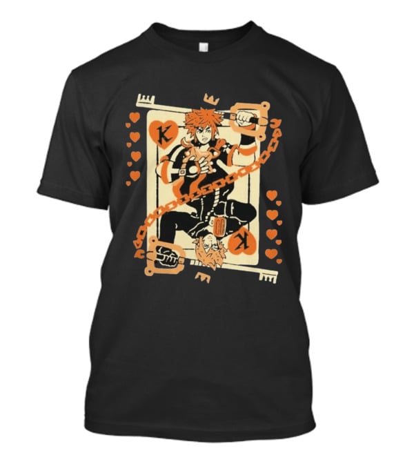 King Of Hearts K Chain Crown Keyblade Orange And Black Playing Card T-Shirt