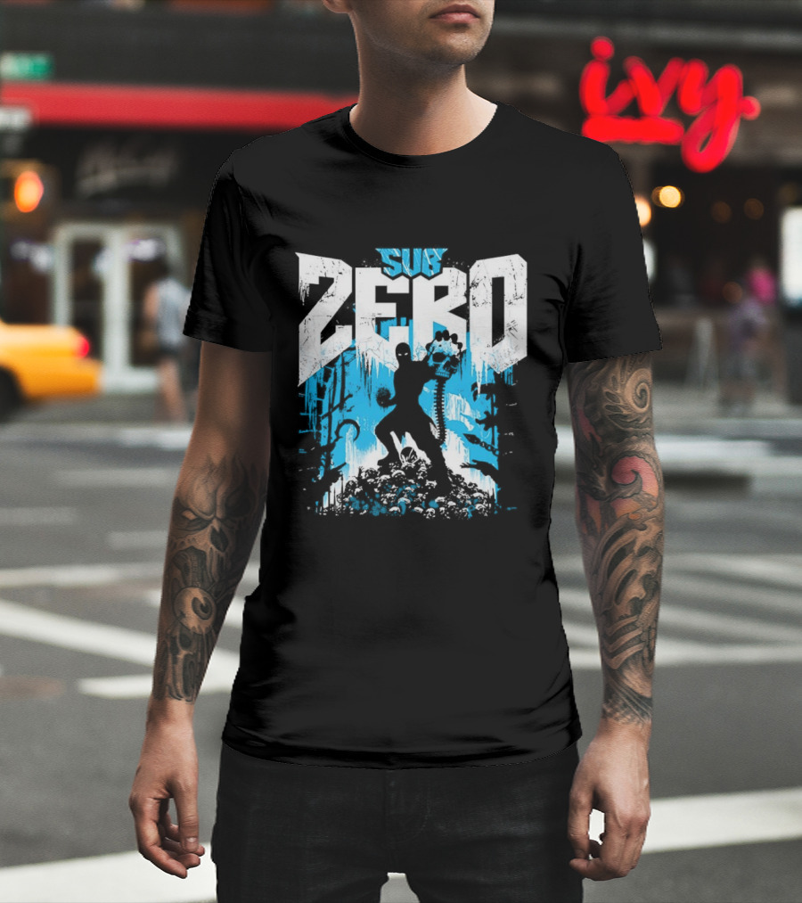 Mortal Kombat Sub Zero Ice Blue Silhouette And Freeze T-Shirt