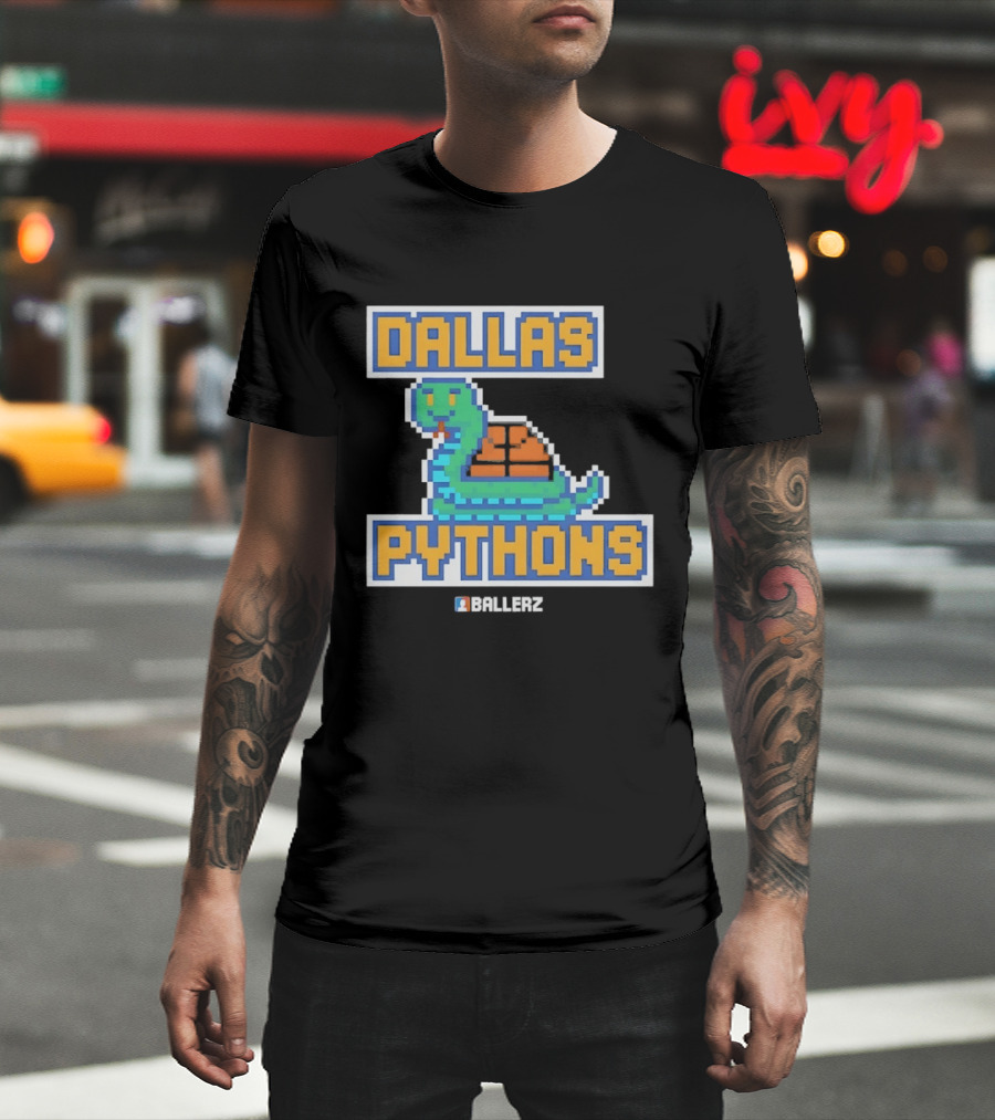 Dallas Pythons Ballerz Basketball Pixel Snake T-Shirt