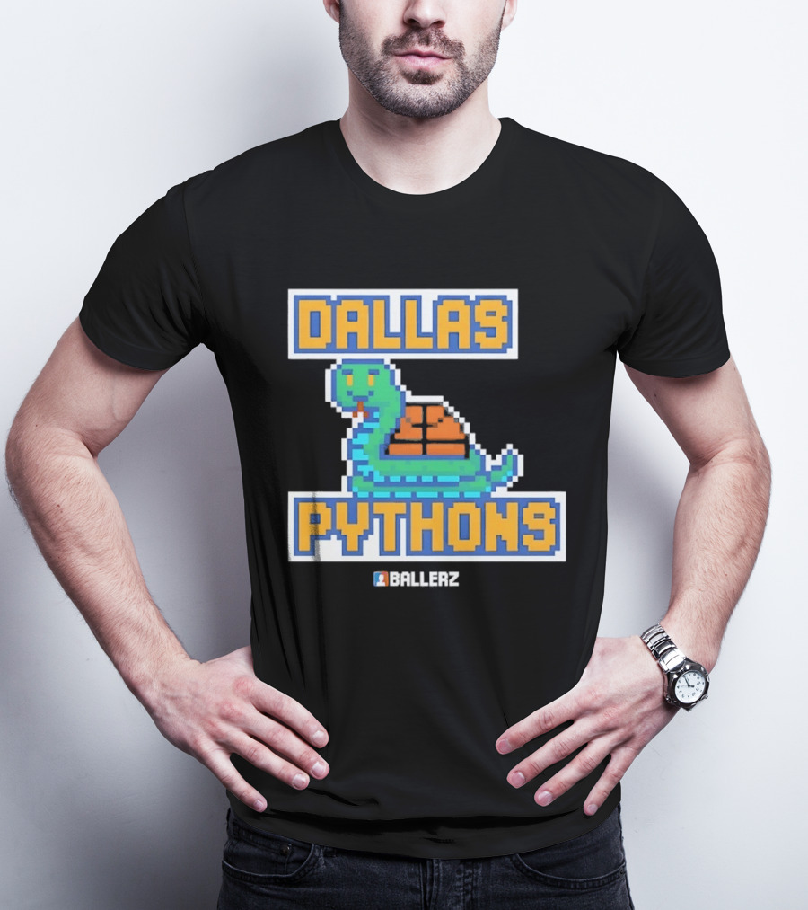 Dallas Pythons Ballerz Basketball Pixel Snake T-Shirt