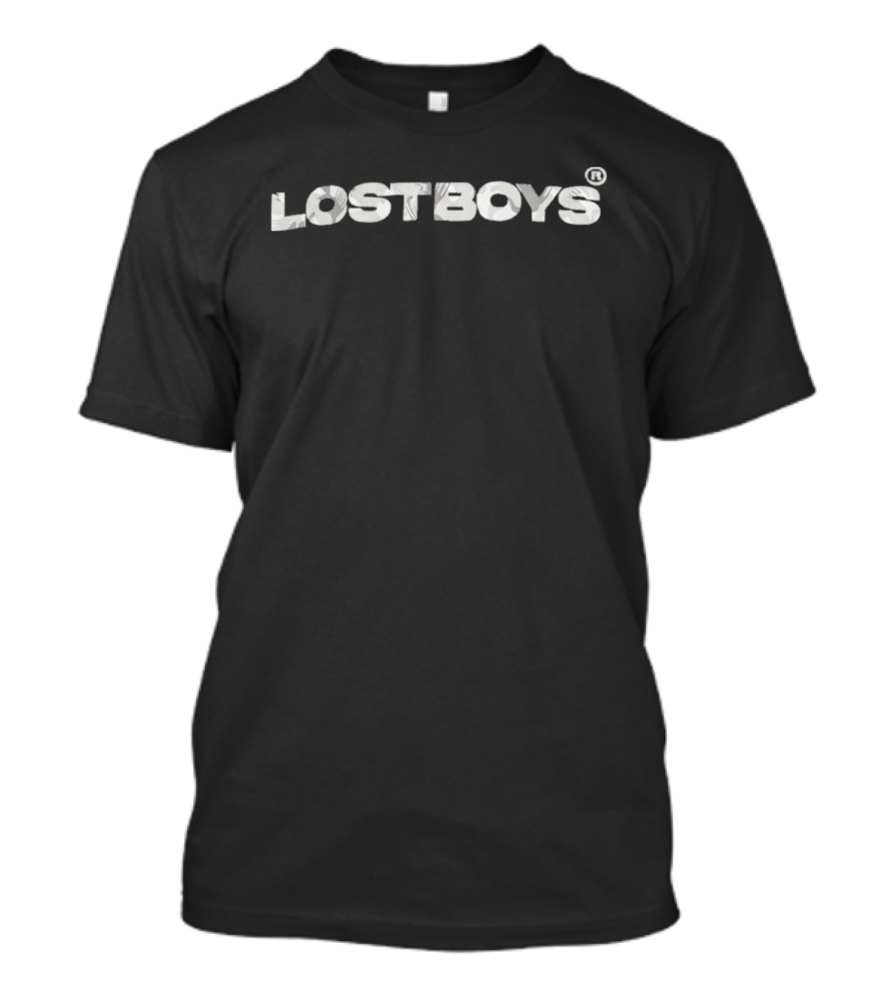 Lost Boys Script Text With Soft Camouflage Texture T-Shirt