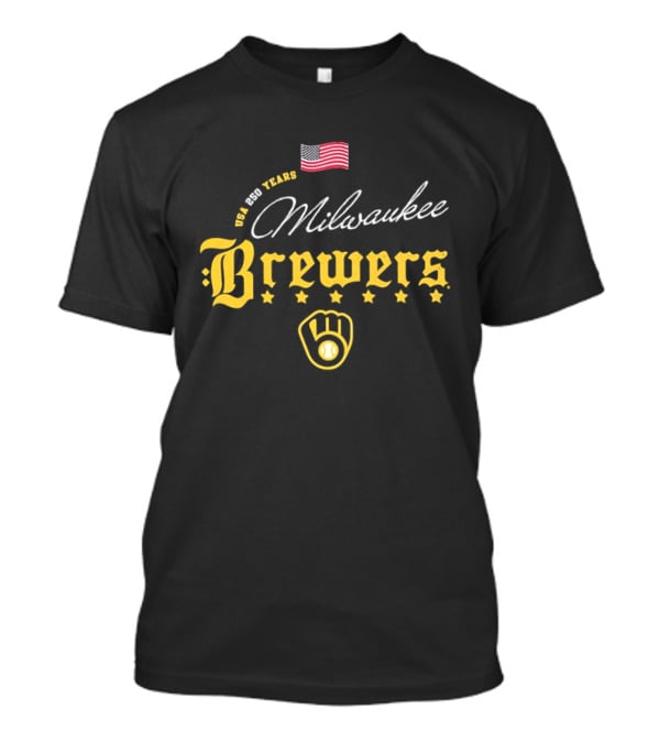 Milwaukee Brewers MLB USA 250 Years Happy 4th Of July American Flag Stars T-Shirt