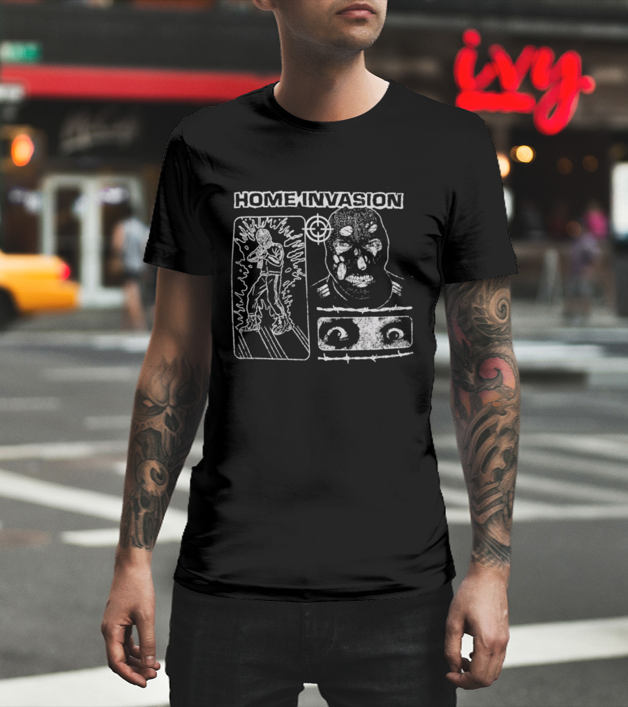 Home Invasion Drawing With Figure Target And Eyes T-Shirt
