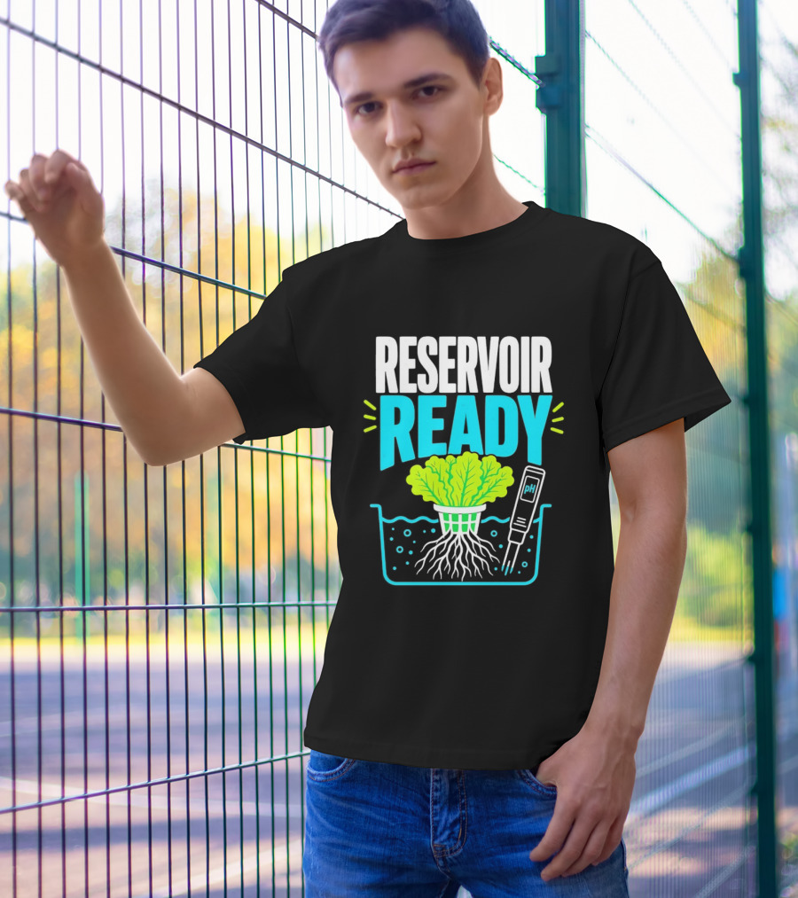 Reservoir Ready Hydroponic Lettuce Roots And Water PH Meter T-Shirt