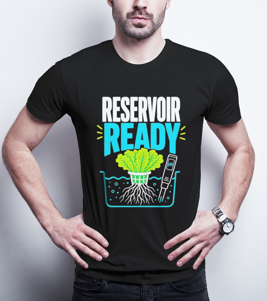 Reservoir Ready Hydroponic Lettuce Roots And Water PH Meter T-Shirt
