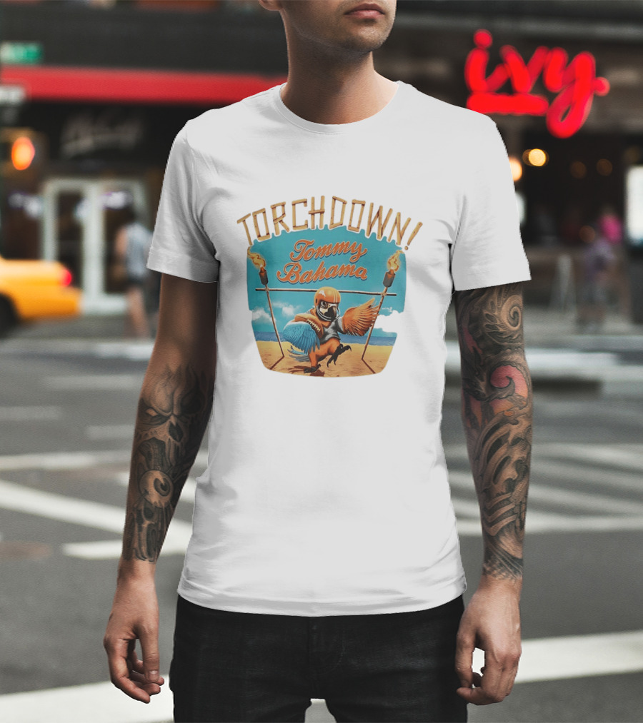TORCHDOWN Tommy Bahama Parrot Beach Football T-Shirt