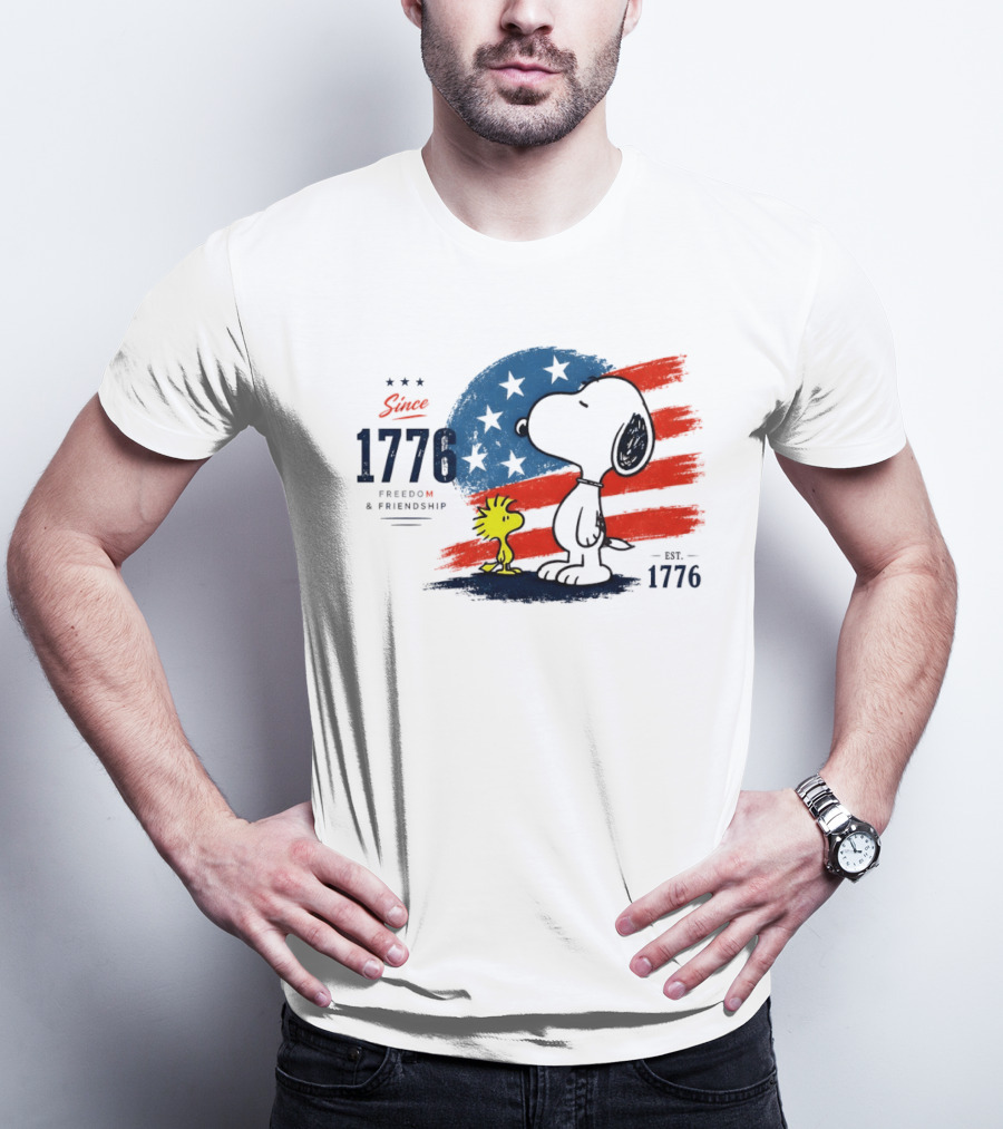 Snoopy Woodstock American Flag Freedom Friendship Since 1776 T-Shirt