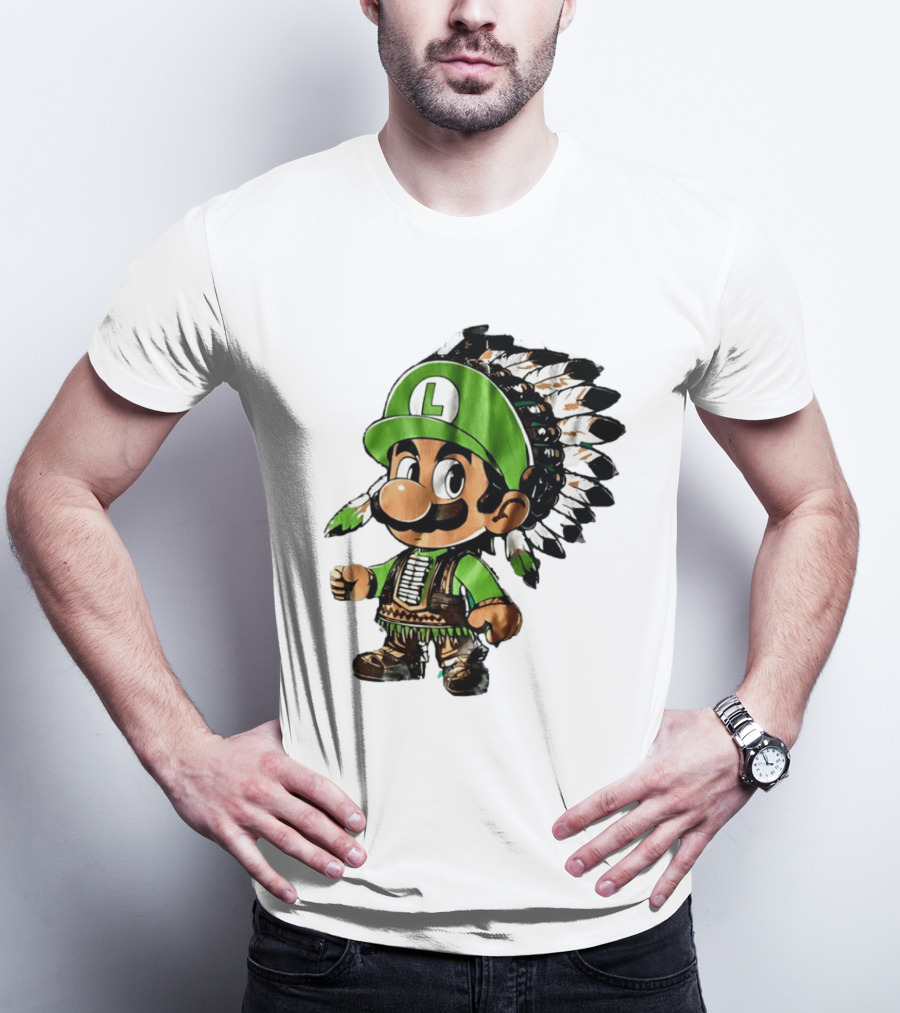Luigi Green Hat Native American Headdress T-Shirt