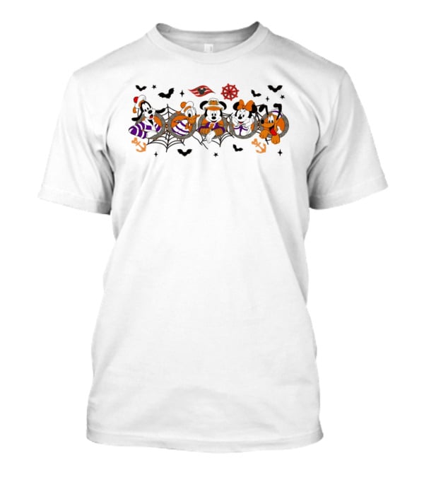 Mickey And Friends Halloween Cruise Disney Goofy Pluto Minnie Donald Bats Anchors T-Shirt
