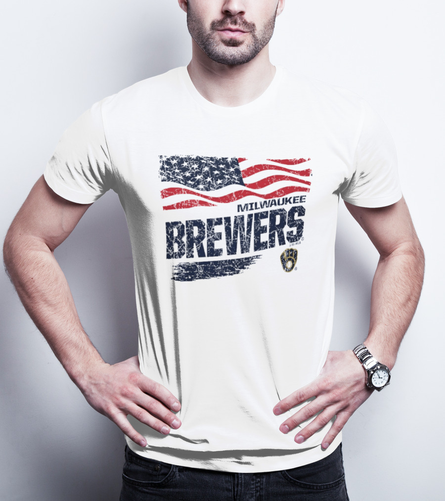 Milwaukee Brewers 4th Of July American Flag Celebration T-Shirt