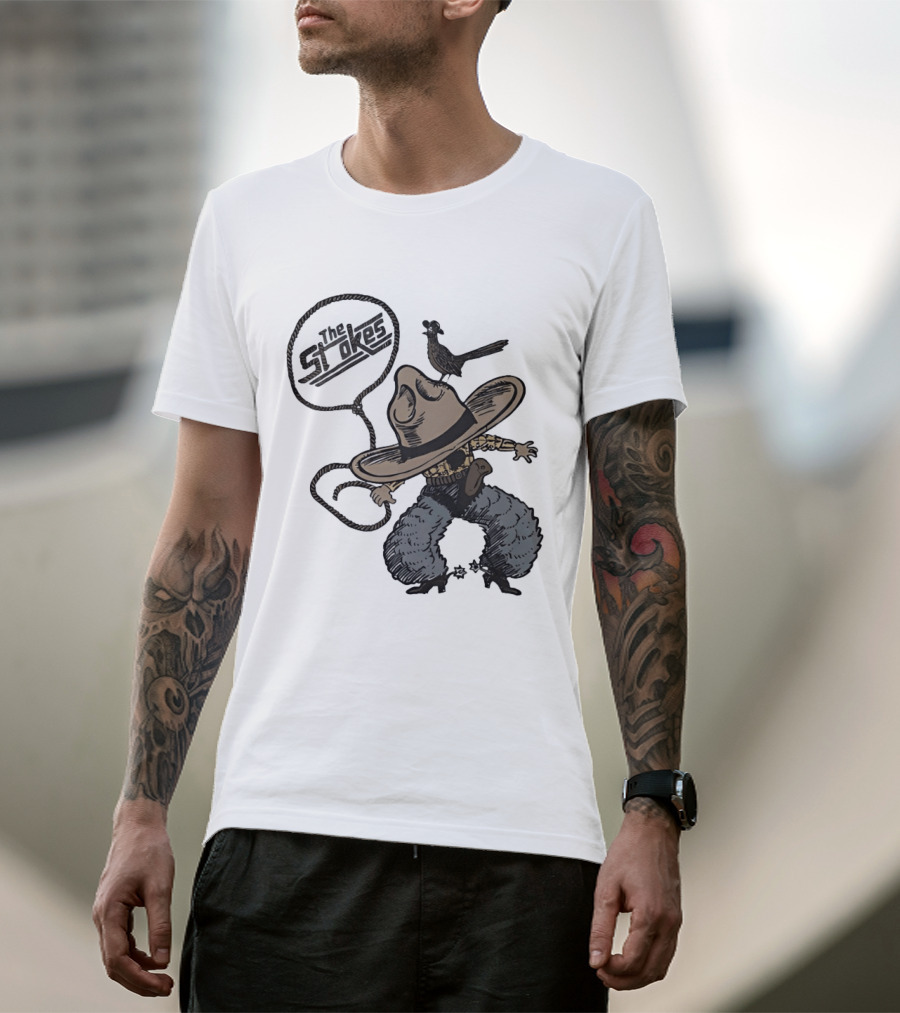 The Strokes Cowboy Hat Bird Lasso Denim Holster Brown Boots T-Shirt