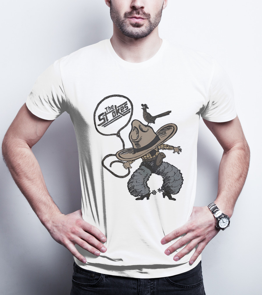 The Strokes Cowboy Hat Bird Lasso Denim Holster Brown Boots T-Shirt