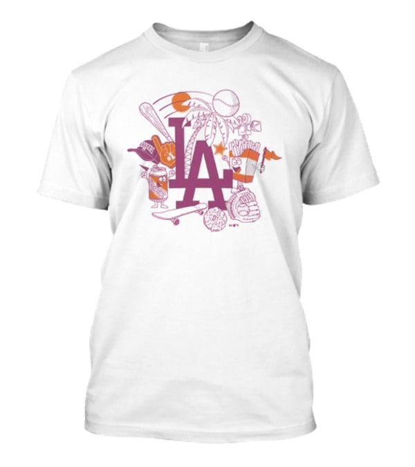 Neweracap Los Angeles Dodgers MLB Foam Finger Baseball Bat Palm Trees T-Shirt