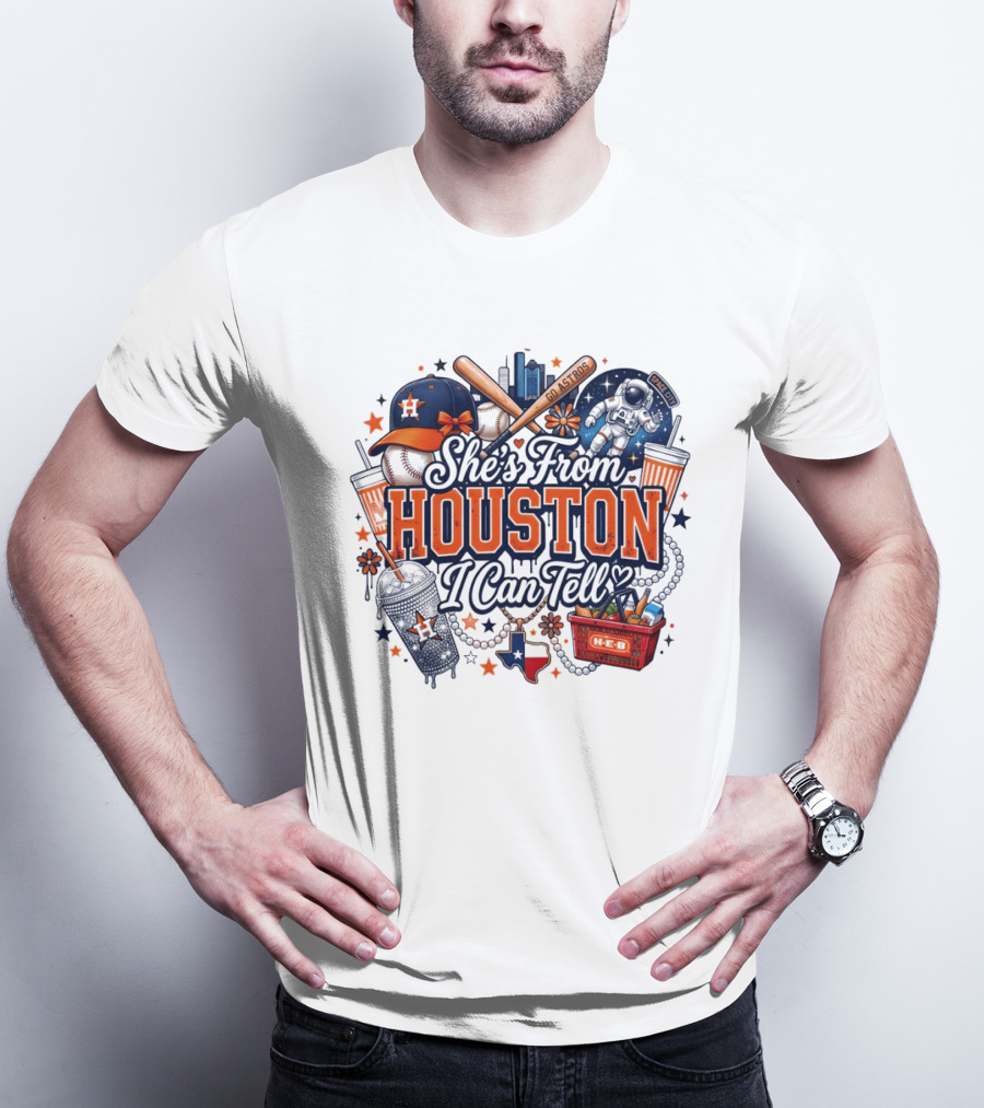 She's From Houston I Can Tell H Town Cowgirl Rodeo Astros Baseball T-Shirt
