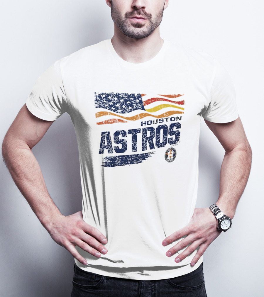 Houston Astros 4th Of July Waving American Flag Anniversary Celebration T-Shirt