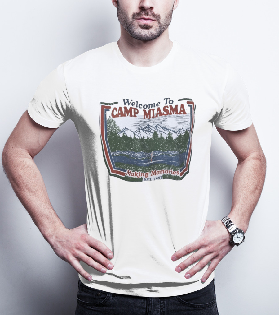 Welcome To Camp Miasma Making Memories Est 1983 Vintage Nature Scene T-Shirt