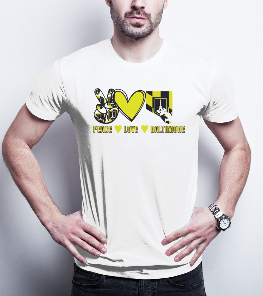 Peace Love Baltimore Maryland Flag Charm City T-Shirt