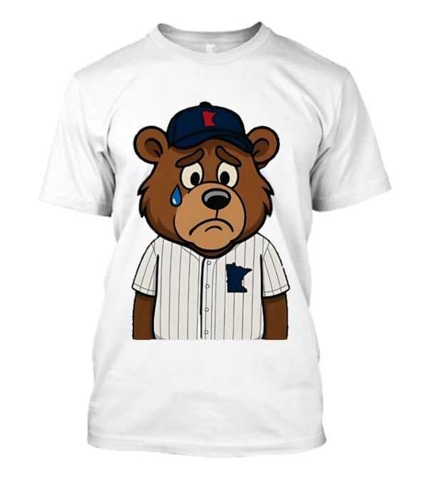 Sad Minnesota Bear With Baseball Jersey And Cap T-Shirt