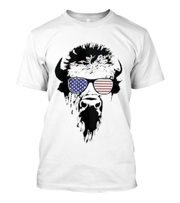 American Buffalo Patriotic Sunglasses Flag T-Shirt