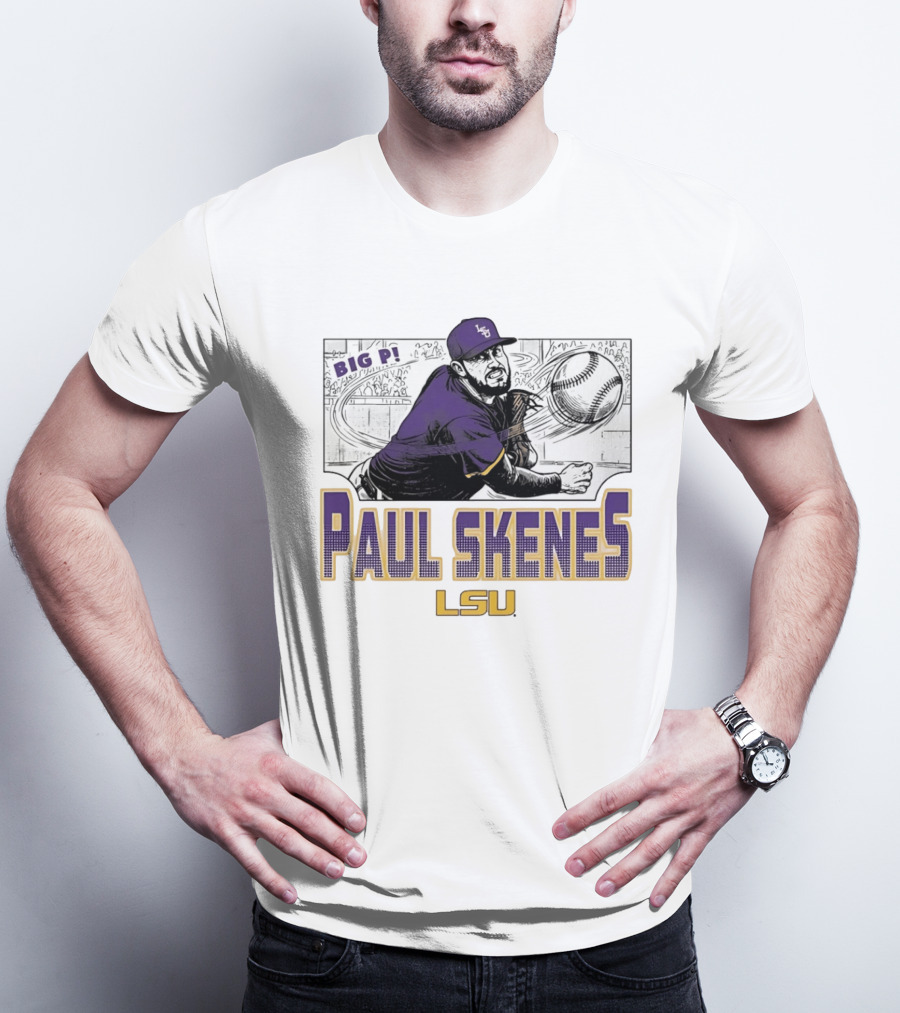 LSU Tigers Paul Skenes Big P Baseball Comic T-Shirt