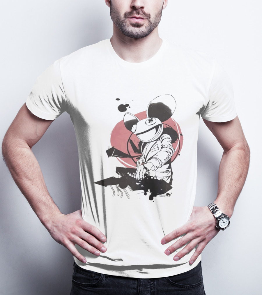 Deadmau5 DJ Music Icon With Pink Circle And Black Abstract T-Shirt