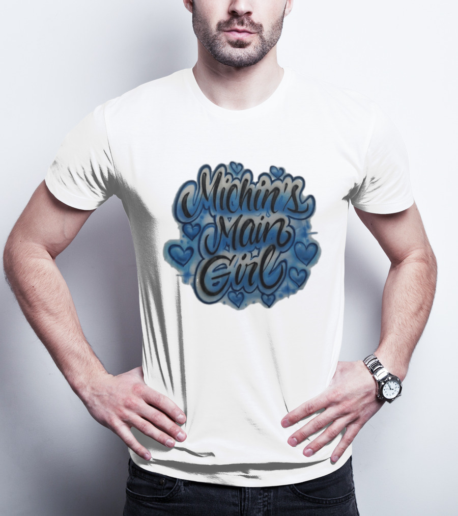 Michin's Main Girl Blue Hearts Airbrush T-Shirt