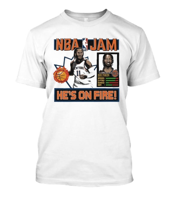 NBA Jam Jalen Brunson New York Knicks He's On Fire T-Shirt