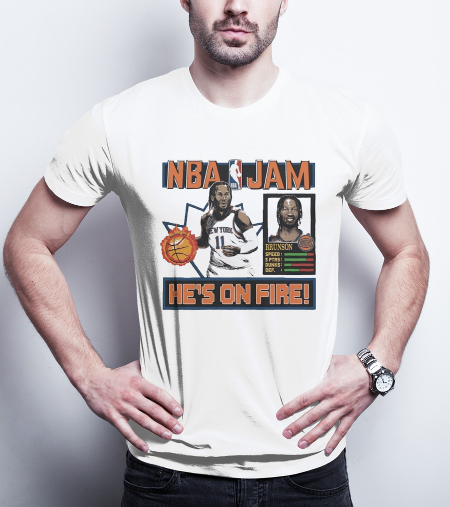 NBA Jam Jalen Brunson New York Knicks He's On Fire T-Shirt