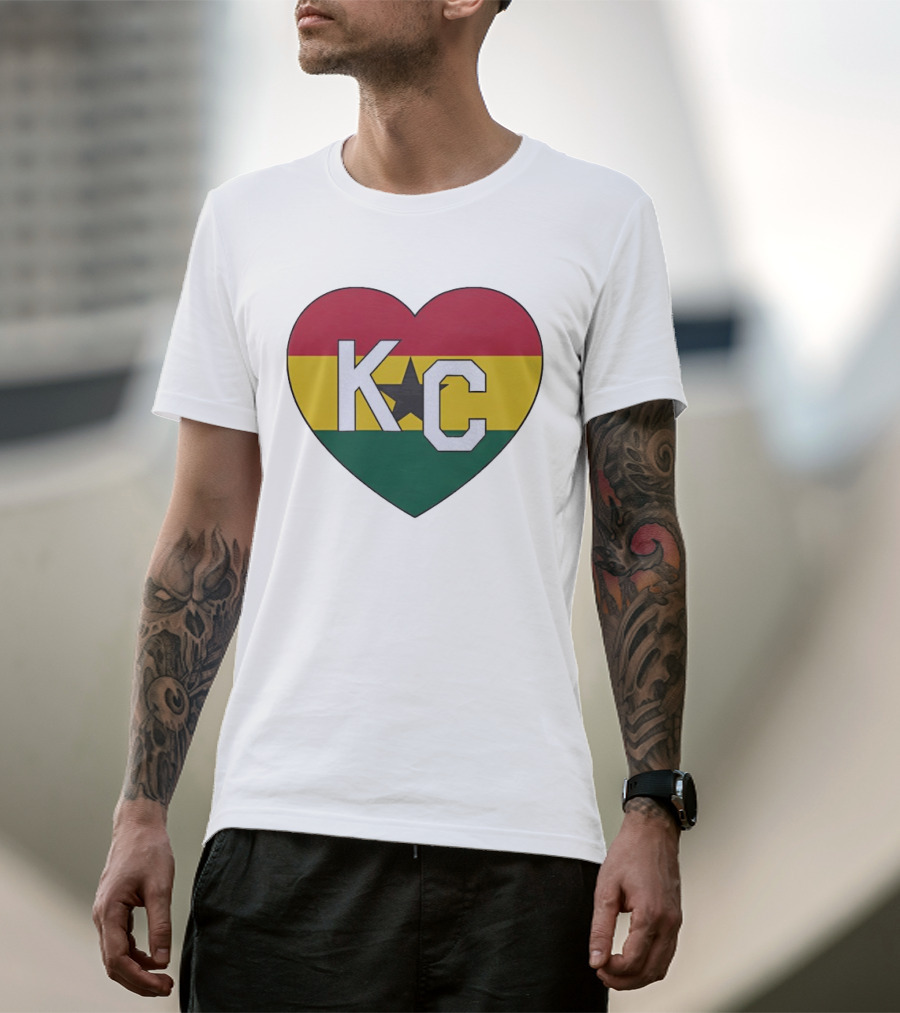 Ghana Flag Colors KC Heart T-Shirt